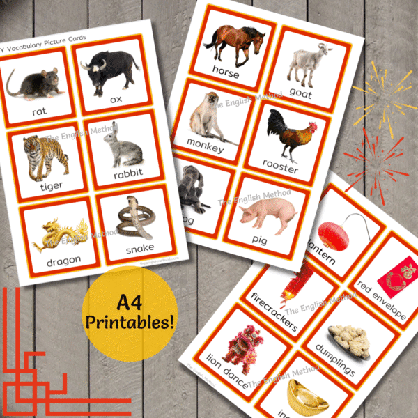 Lunar New Year Vocabulary Picture Cards - theenglishmethod.com